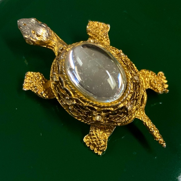 Vintage | Jewelry | Vintage Mcm Jelly Belly Turtle Goldtone Brooch Pin ...